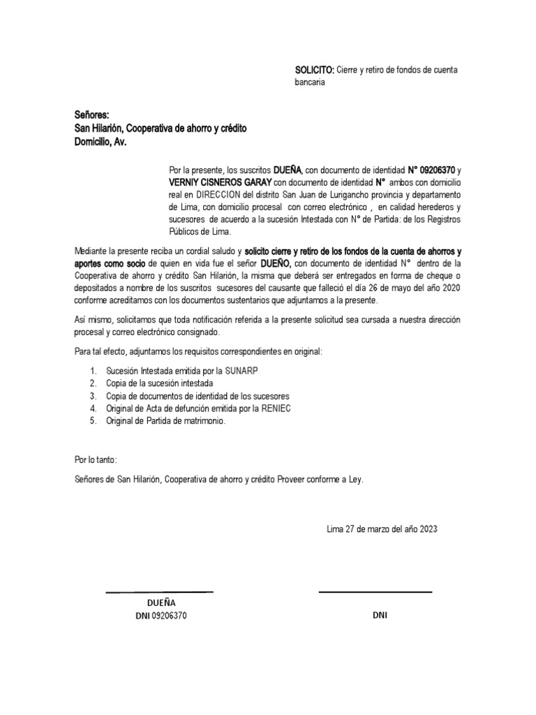 Solicitud de Retiro | PDF