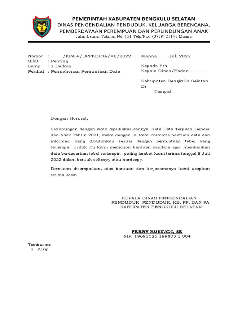 Surat Permintaan Data | PDF