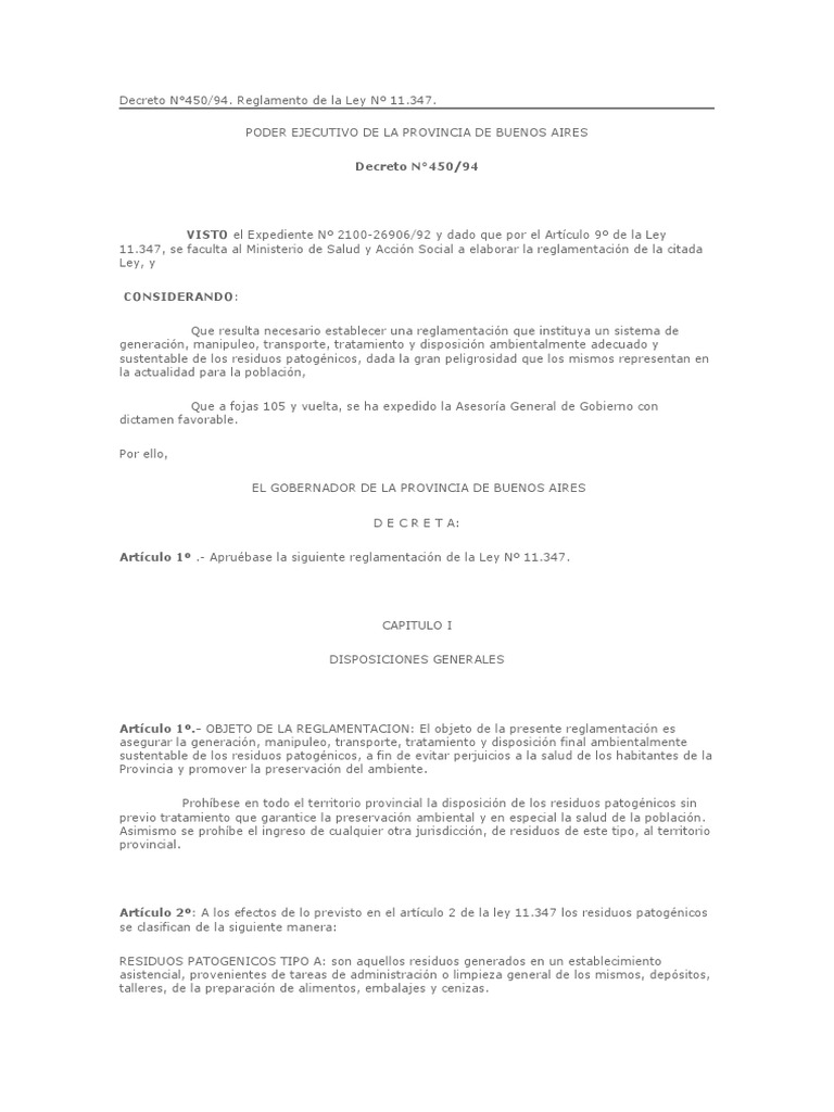 Ley 11347 Completa | PDF | Residuos | Regulación