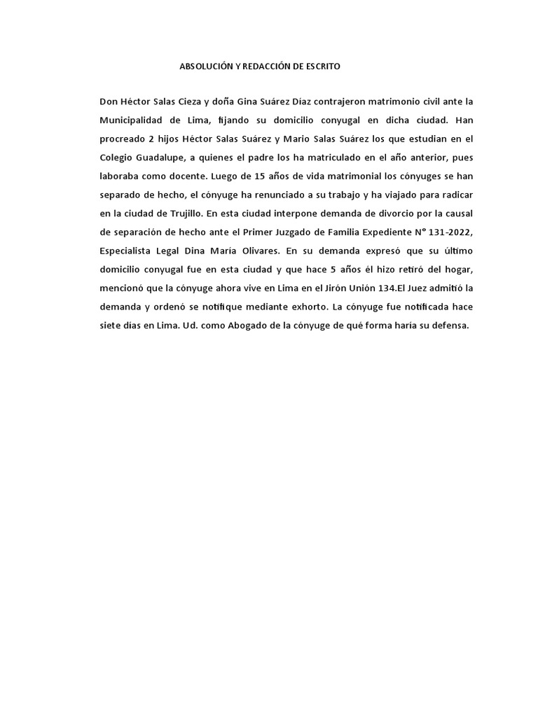 Absolución y Redacción de Documento | PDF