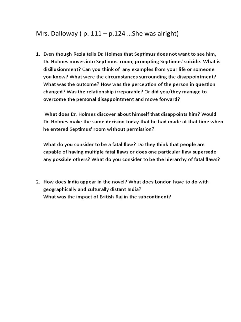 Mrs. Dalloway (P. 111 - p.124 She Was Alright) | PDF