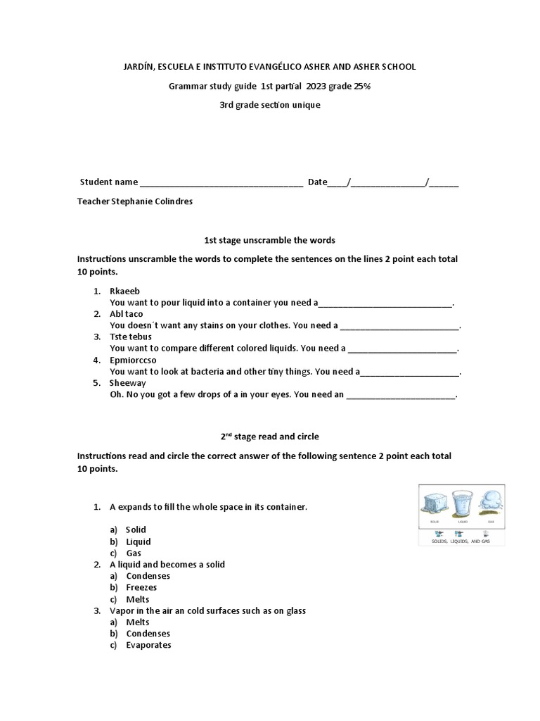 3rd Grade Grammar Study Guide 2023 | PDF