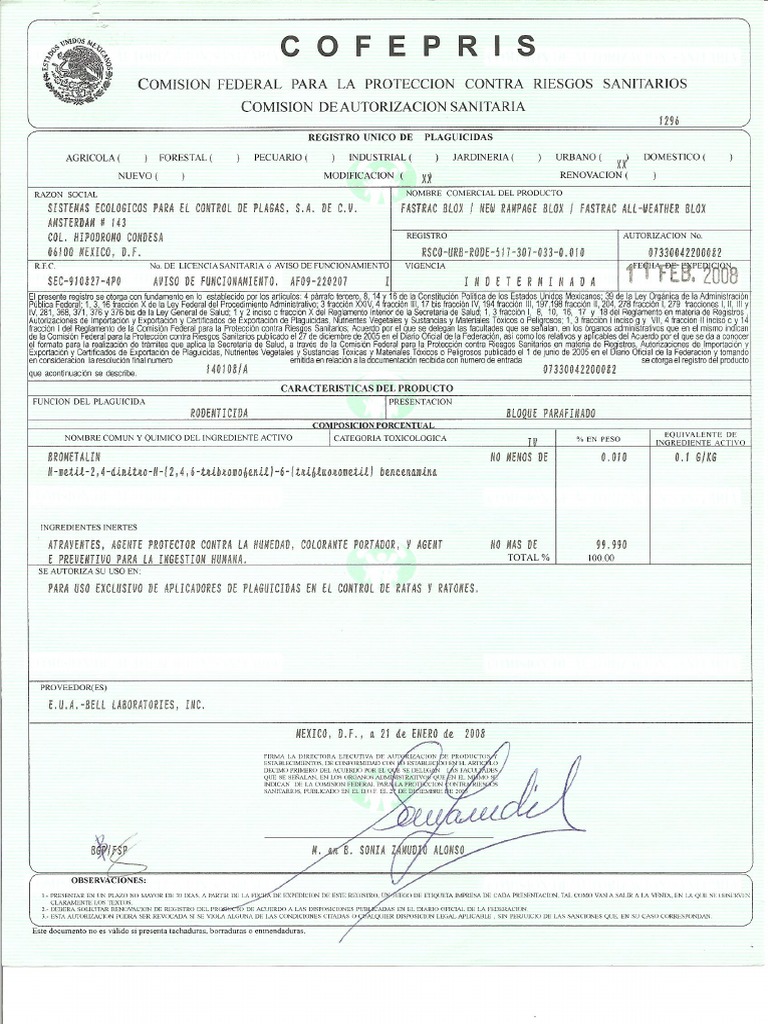 COFEPRIS-Fastrac Blocs | PDF