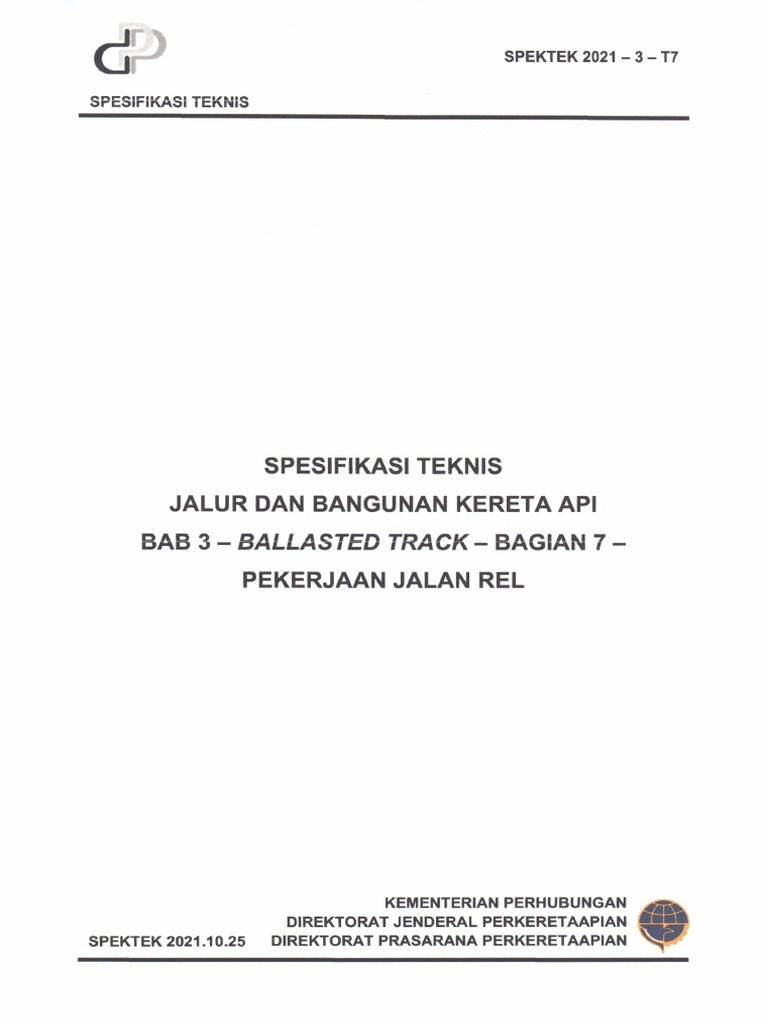 Spektek 2021 - 3 - T7 Ballasted Track - Pekerjaan Jalan Rel | PDF