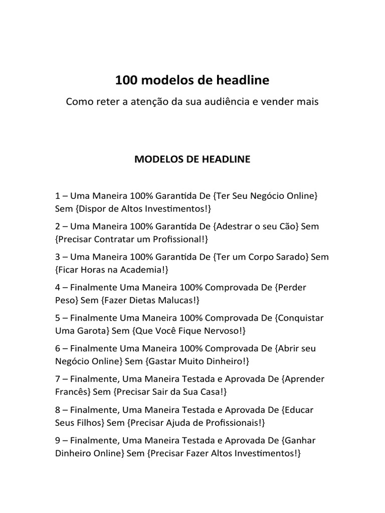 100 Modelos de Headline | PDF | E-commerce