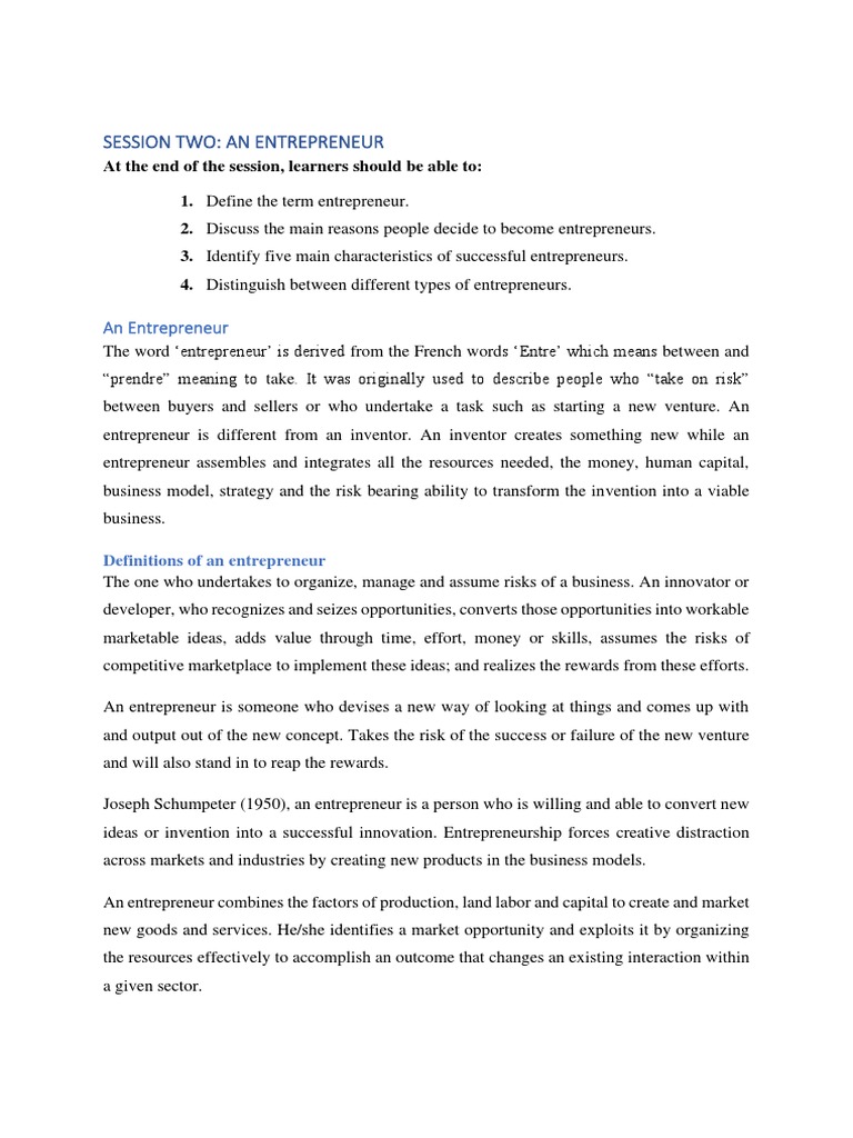 Session Two: An Entrepreneur | PDF | Entrepreneurship | Social ...