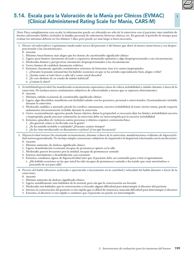 5.14. Escala para La Valoración de La Manía Por Clínicos (EVMAC ...