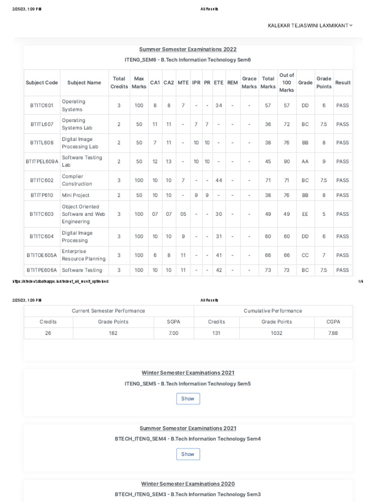 Summer Semester Examinations 2022: Kalekar Tejaswini Laxmikant | PDF | Computer Engineering ...