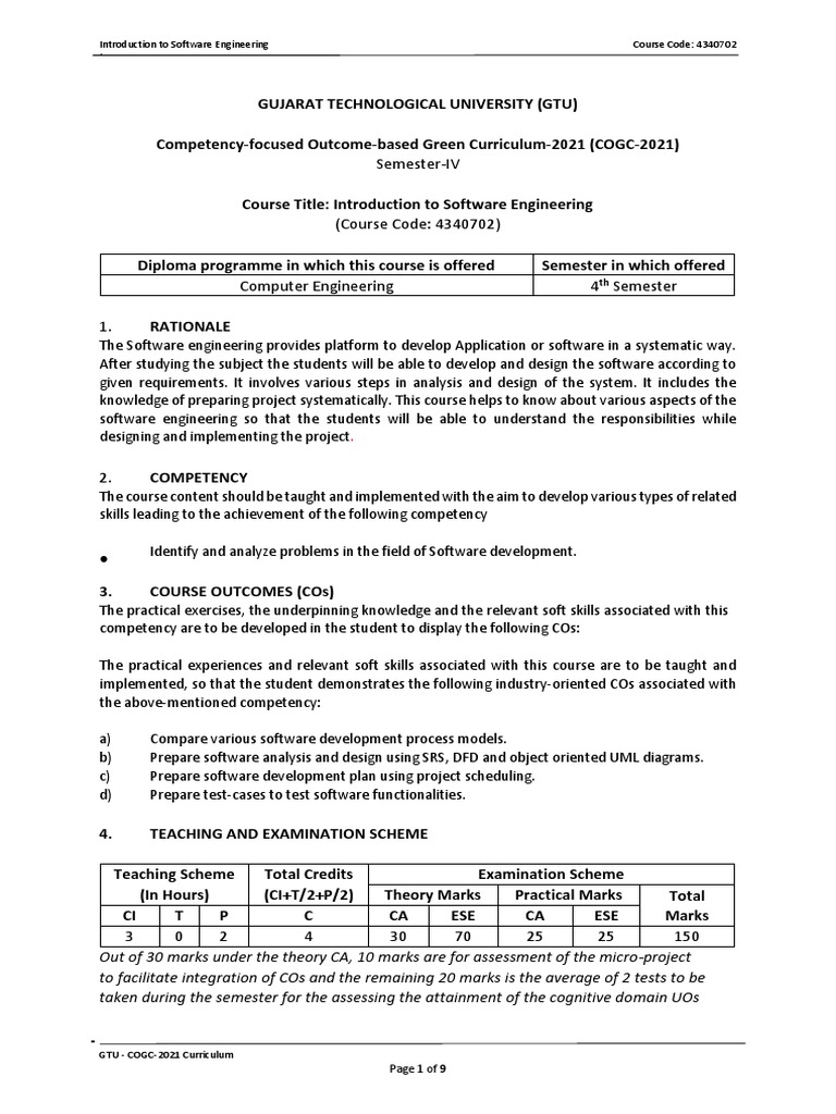 Semester-IV: Introduction To Software Engineering Course Code: 4340702 | Download Free PDF ...