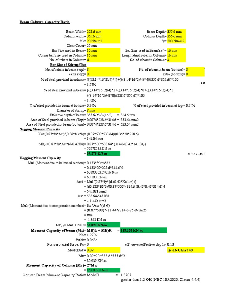 Beam Column Capacity Ratio Analysis | PDF | Beam (Structure ...