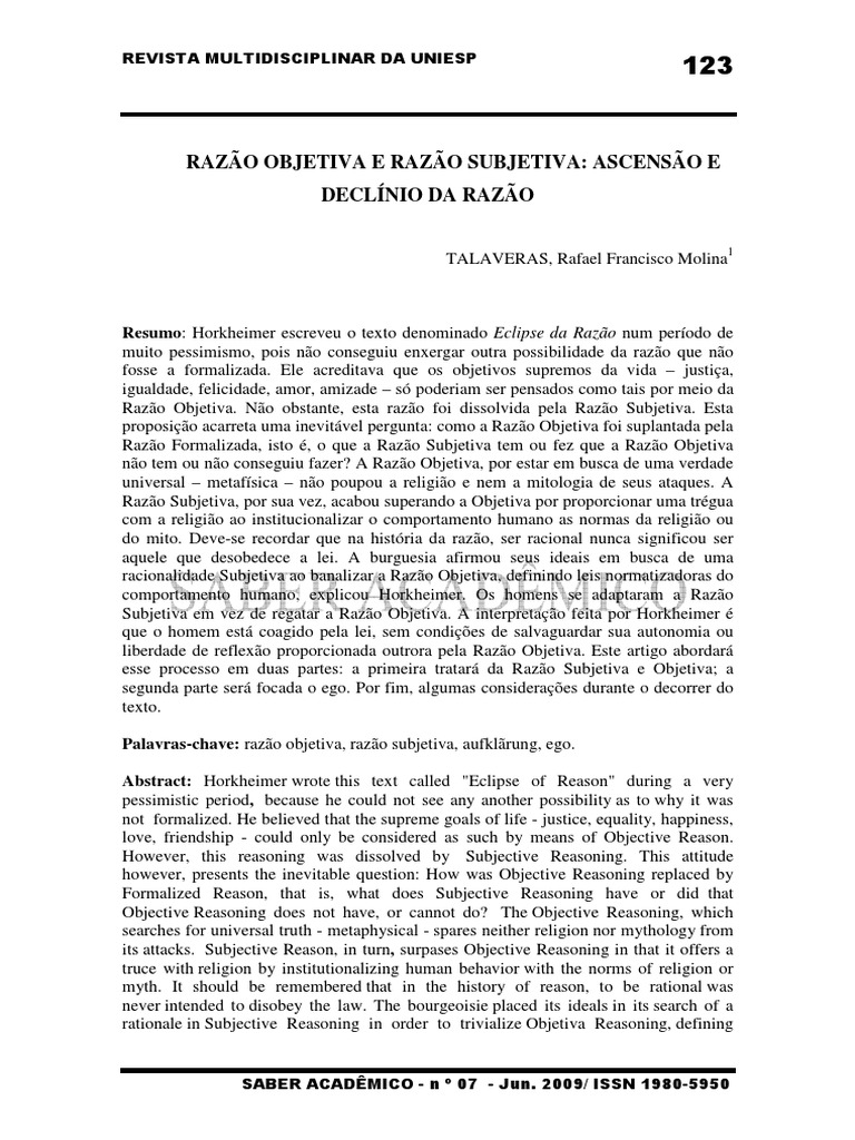 11 Razao Objetiva | PDF | Pensamento | Natureza humana 11 Razao Objetiva | PDF | Pensamento | Natureza humana
