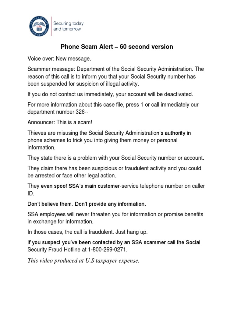 2019 Phone Scam Alert Scripts | PDF
