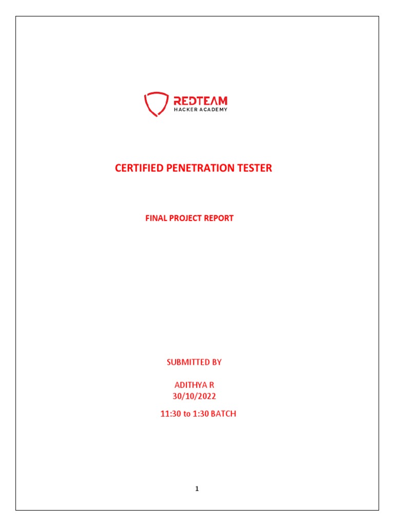 CPT Project Report Adithya | PDF | Penetration Test | Security