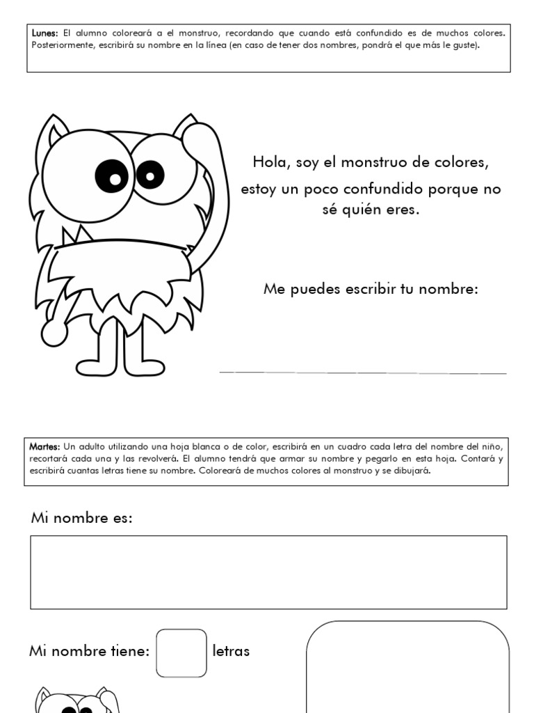 Actividades del Monstruo de Colores | PDF