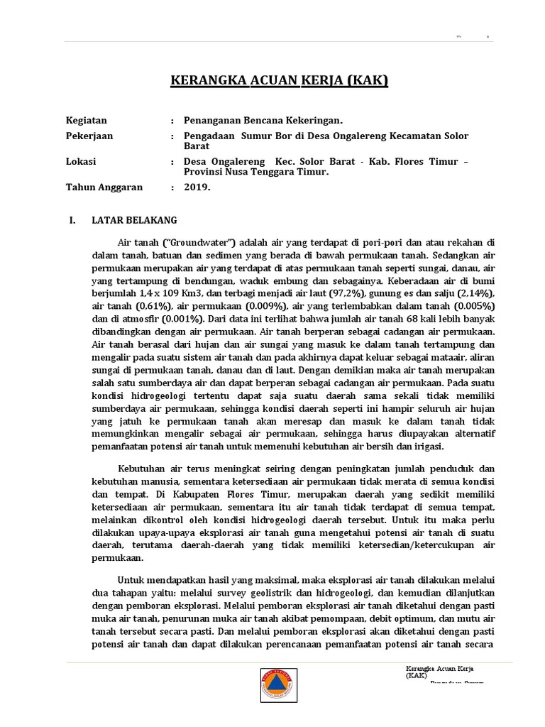 P A G e 1 KERANGKA ACUAN KERJA KAK | PDF