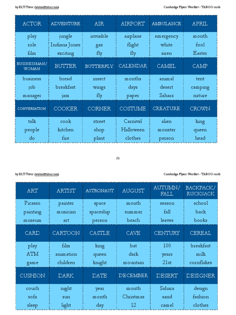Flyers Taboo Cards | PDF