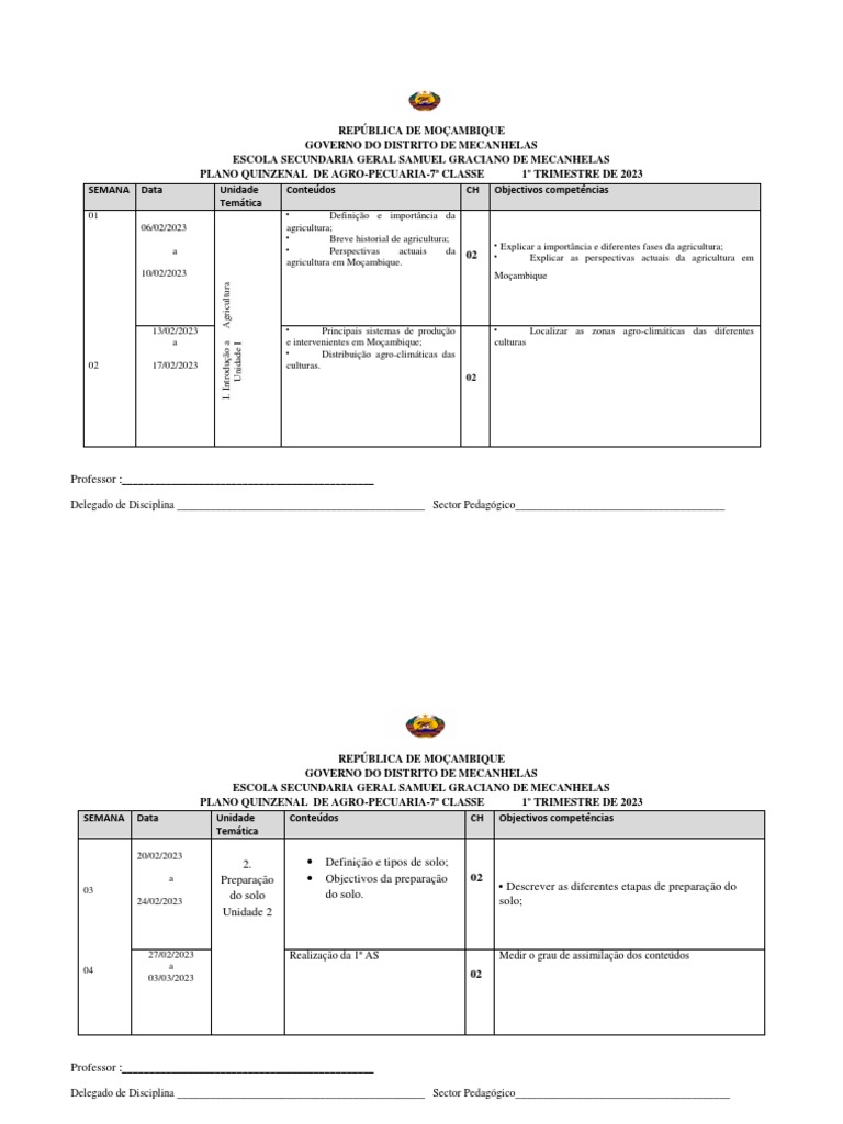 ErPLANO QUIZENAL 7g | PDF | Horticultura | Agricultura