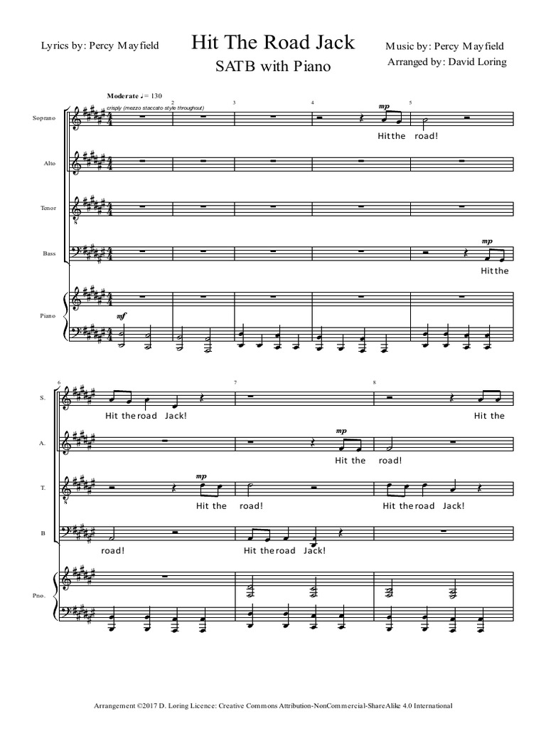 Hit The Road Jack SATB, Piano - SATB, Piano - David Loring | PDF ...