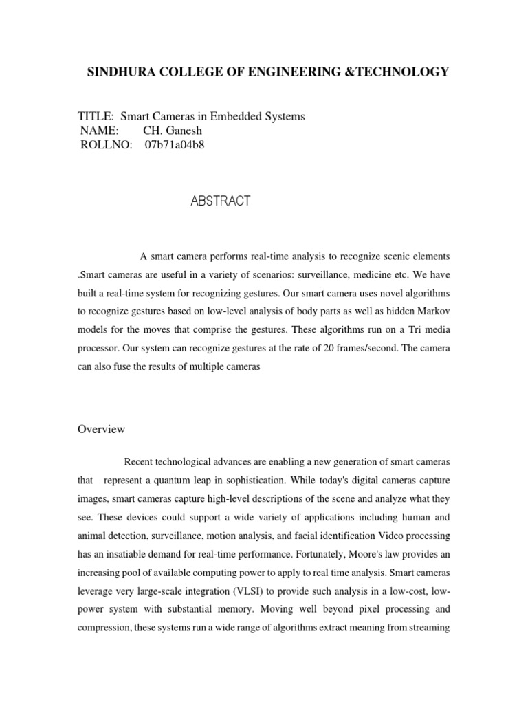 Smart Cameras in Embedded Systems | PDF | Camera | Embedded System
