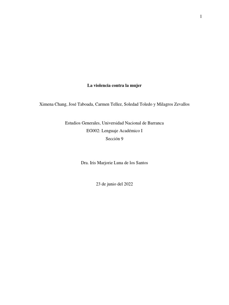 La Violencia Contra La Mujer Pdf La Violencia Contra Las Mujeres