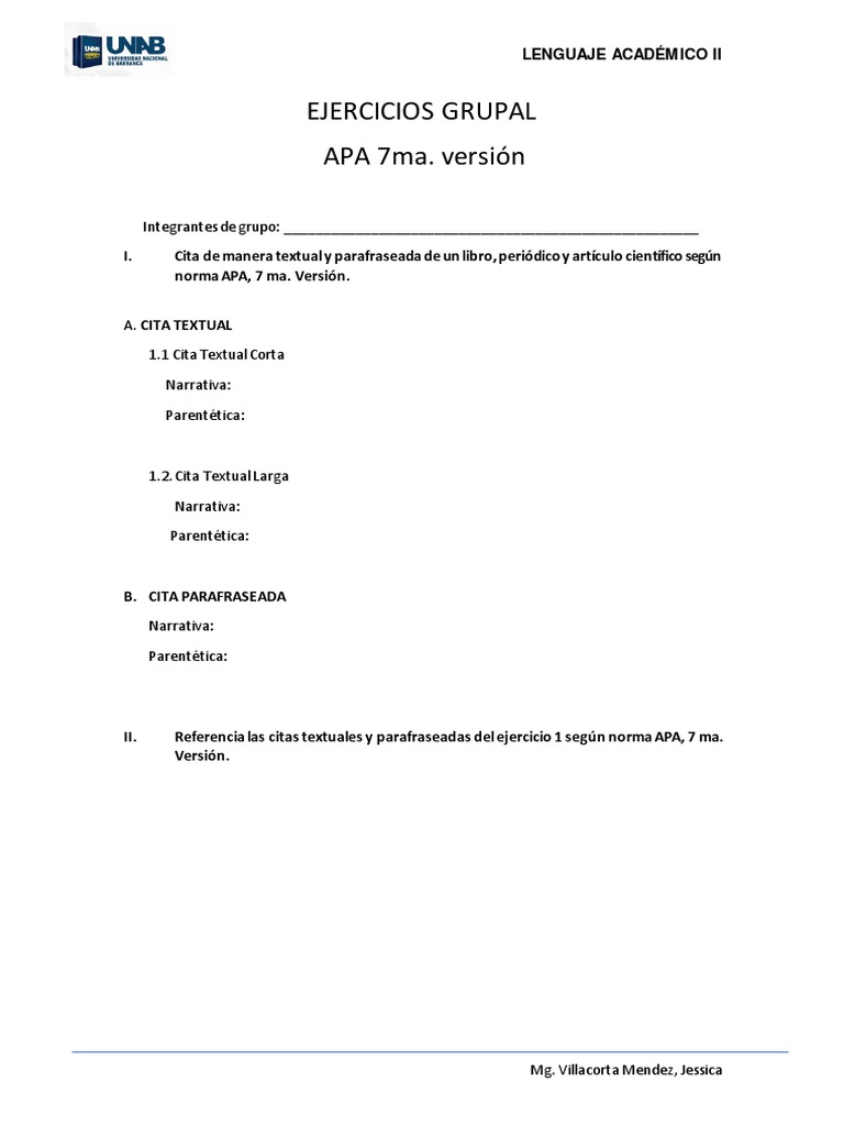 Ejercicio - APA 7ma. Versión | PDF