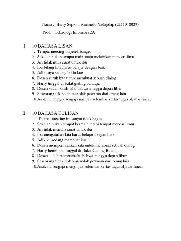 10 Bahasa Lisan Dan Tulisan | PDF