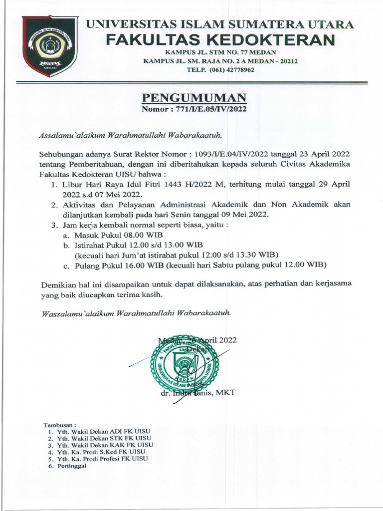 Pengumuman Libur Hari Raya 2 | PDF