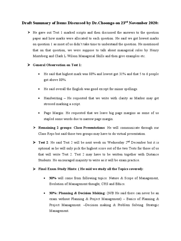 GBS 550 - 23112020 Class Hints Draft - by DR Choongo | PDF | Leadership ...