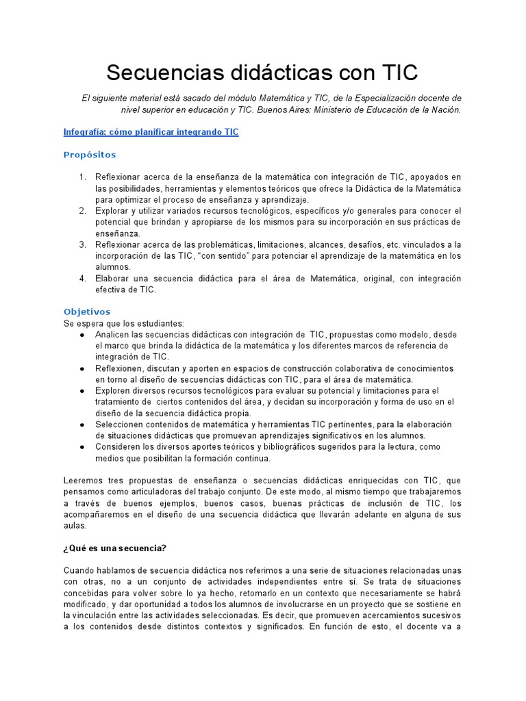 Secuencias Didácticas Con TIC | PDF | Enseñando | Tecnología de información y comunicaciones