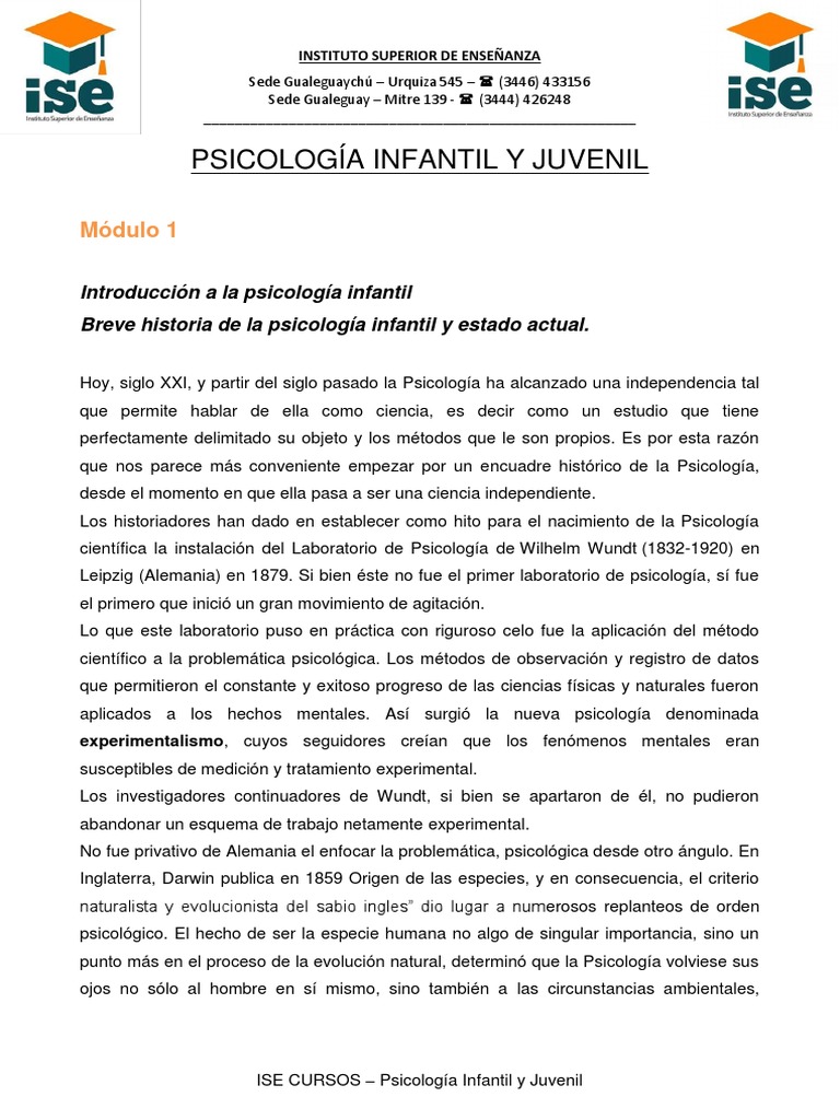 Módulo 1 Psicología Infantil | PDF | Estrés (biología) | Sicología