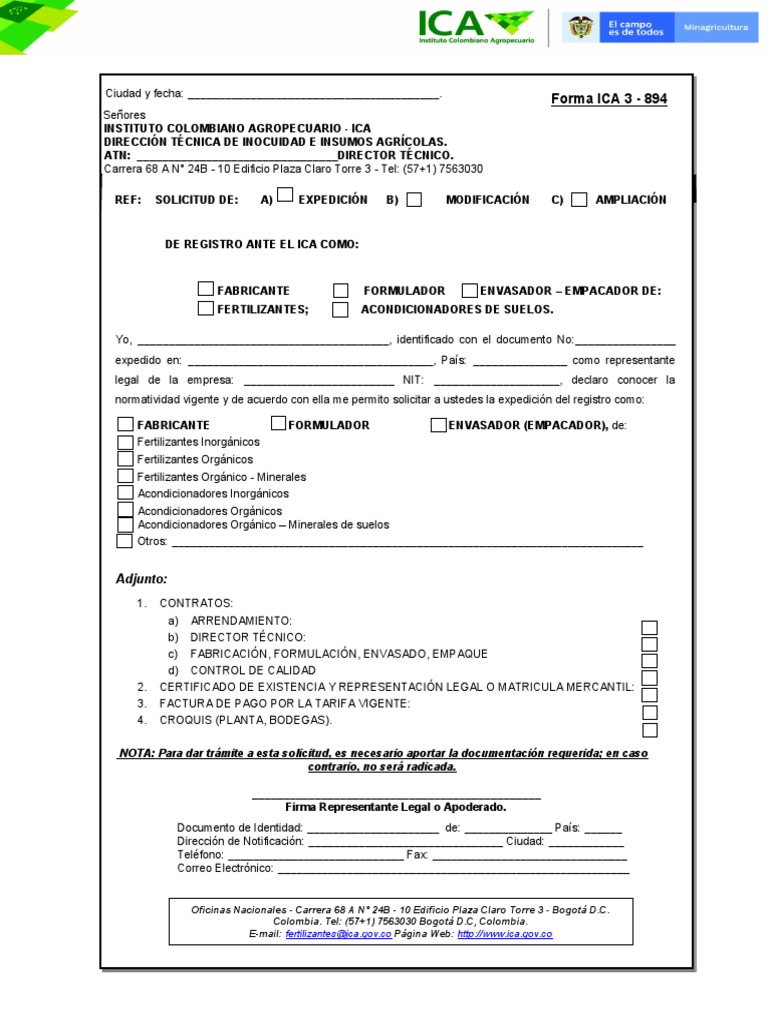 Forma ICA 3 - 894: Adjunto | PDF | Fertilizante
