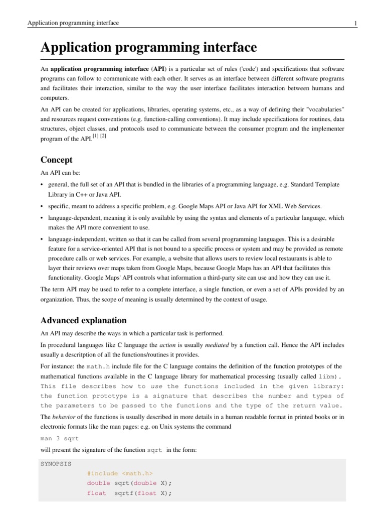 Application Programming Interface (API) | Download Free PDF | Application Programming Interface ...