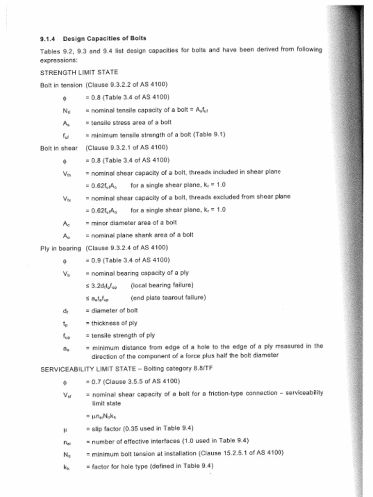 Capacity Tables Bolt and Weld Connections | PDF