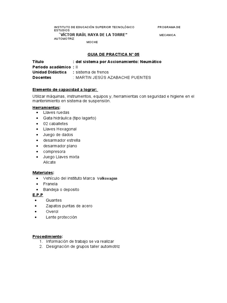 Guia Practica 5 | PDF | Neumático | Vehículos Guia Practica 5 | PDF | Neumático | Vehículos