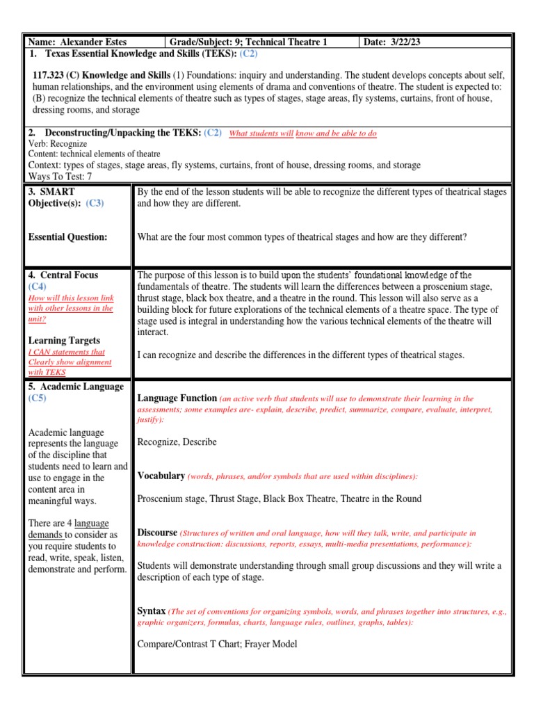 Edtpa Lesson Plan Guide LPG Alexander Estes | PDF | Educational ...