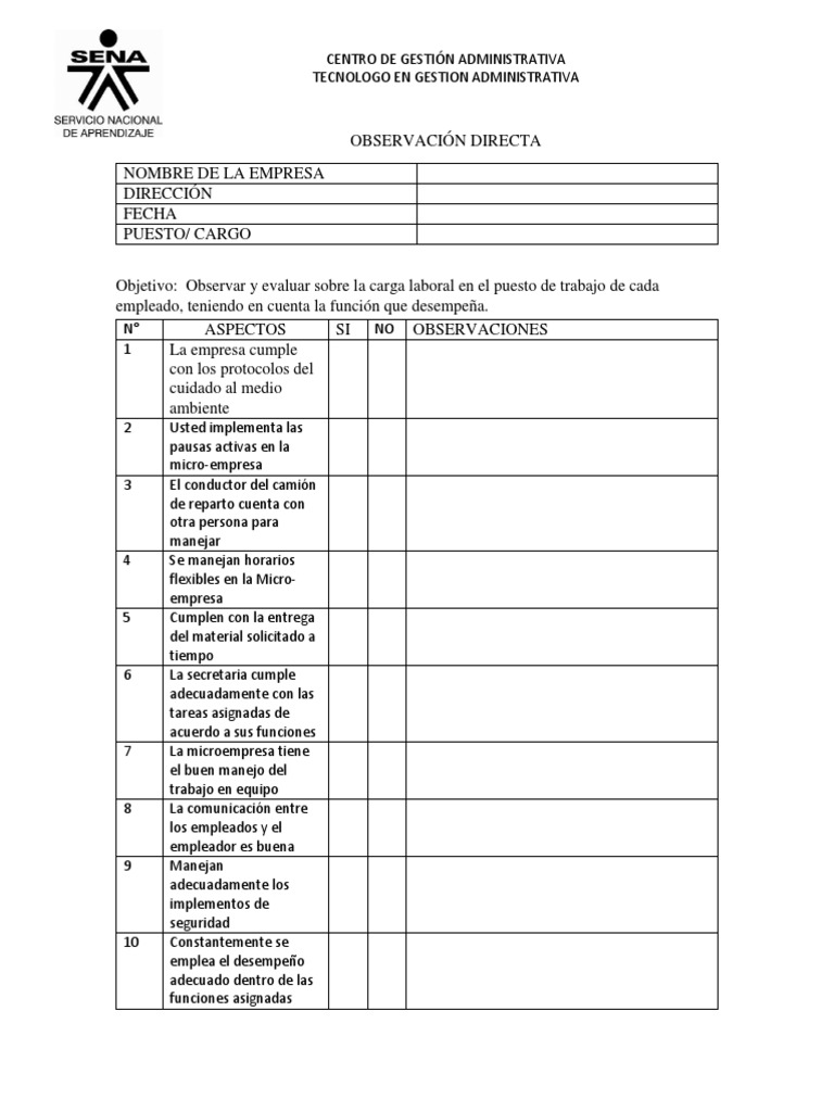 Formato Observacion Directa | PDF