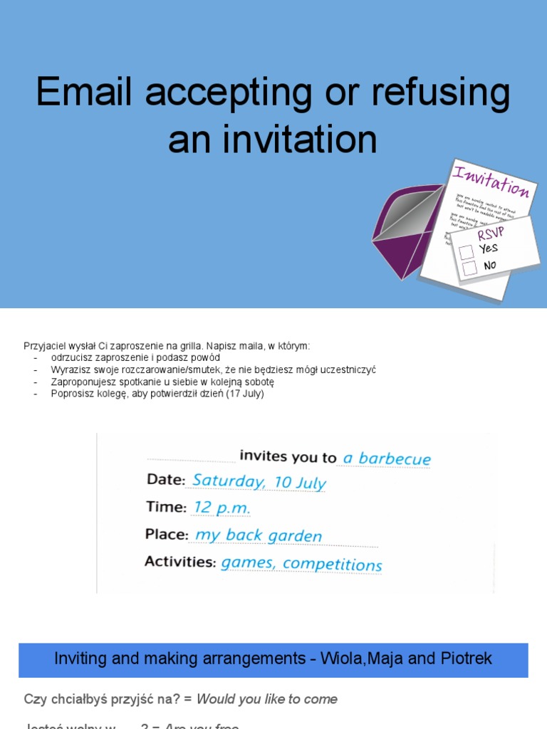 Email Accepting or Refusing An Invitation | PDF