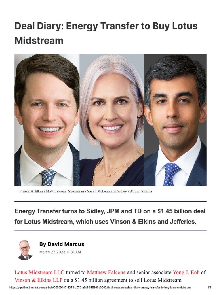 The Deal Deal Diary - Energy Transfer To Buy Lotus Midstream | PDF