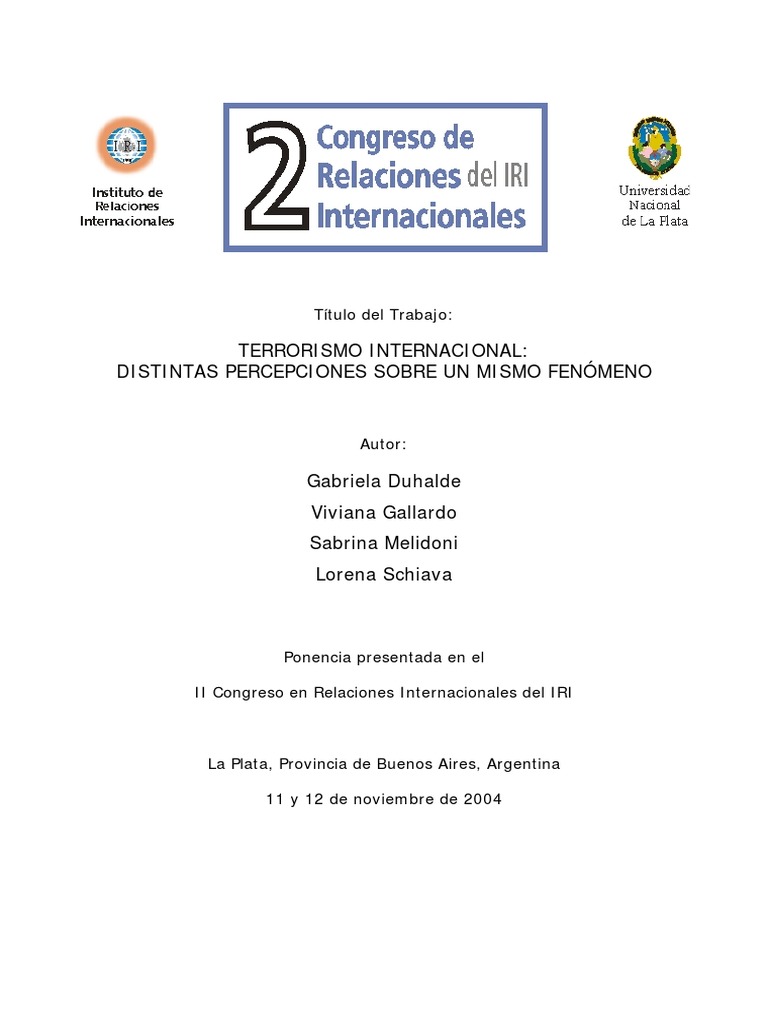 TERRORISMO INTERNACIONAL. Distintas Percepciones Sobre El Fenómeno | PDF | Naciones Unidas ...