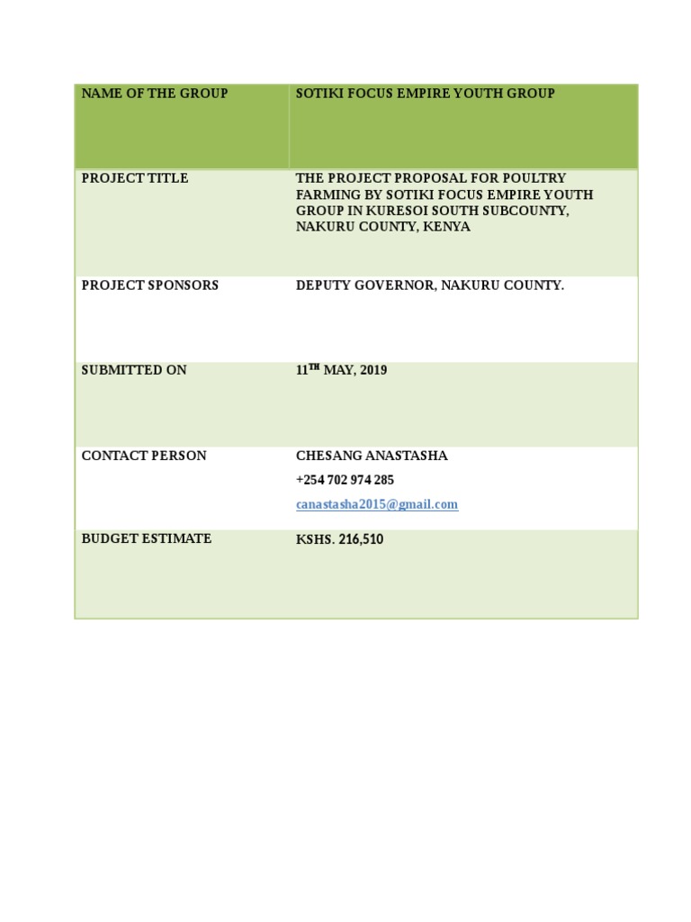 Poultry Farming Proposal | PDF | Poultry | Poultry Farming