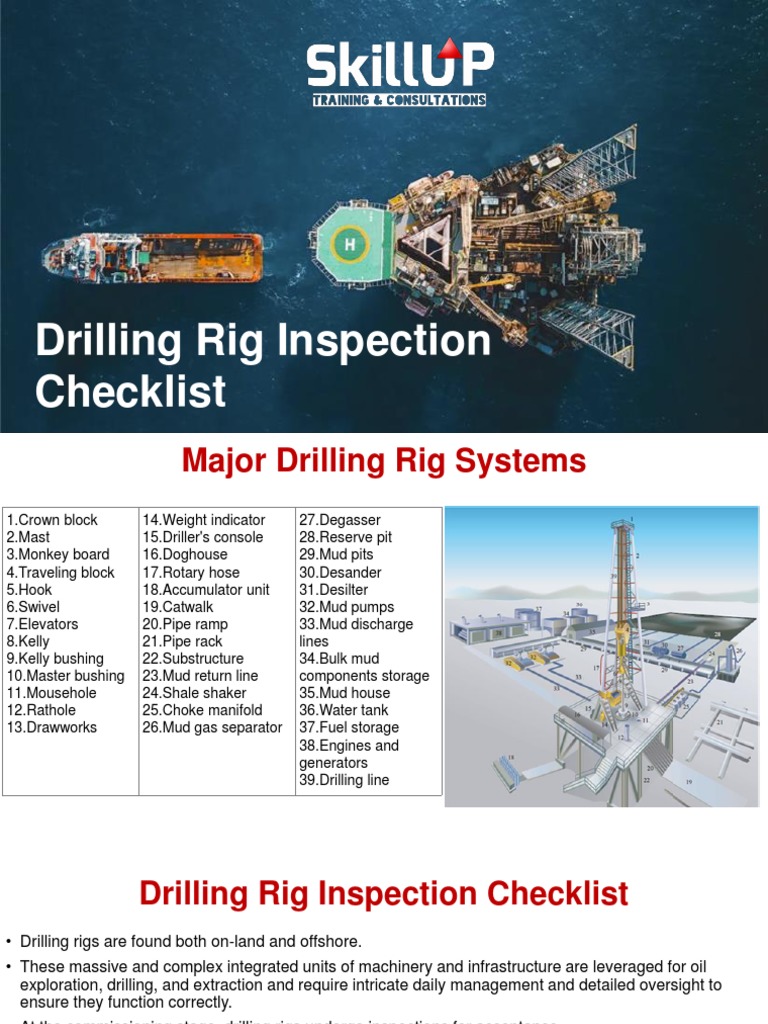 Drilling Rigs Inspection Checklist | PDF | Drilling Rig | Personal Protective Equipment