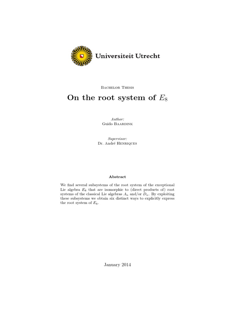 On The Root System of E: January 2014 | PDF | Lie Algebra | Lie Groups