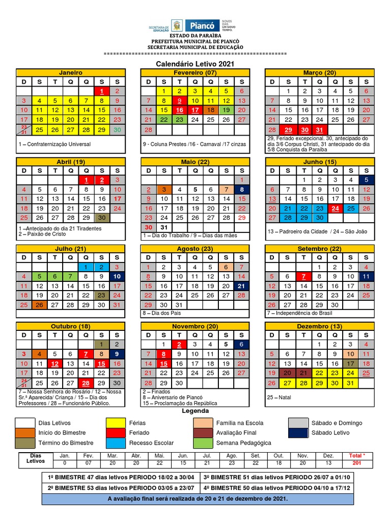 Calendario 2021 - Modificado | PDF