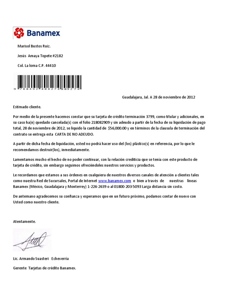 Carta No Adeudo | PDF
