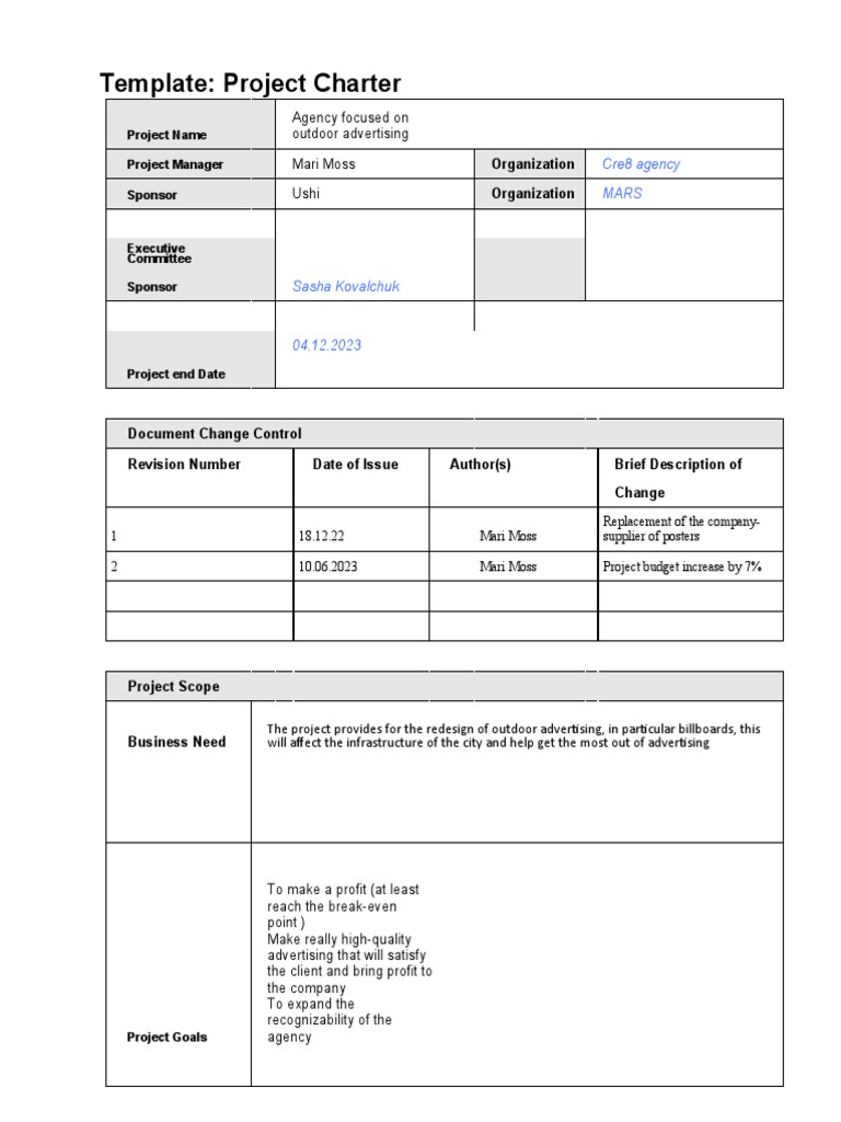 Project Charter C2 | PDF | Risk Management | Target Audience