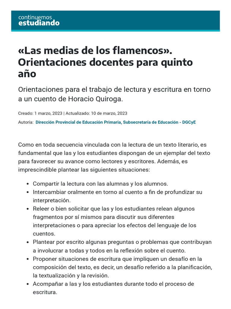 Guía de Lectura: Las Medias de los Flamencos | PDF | Cuentos | Palabra
