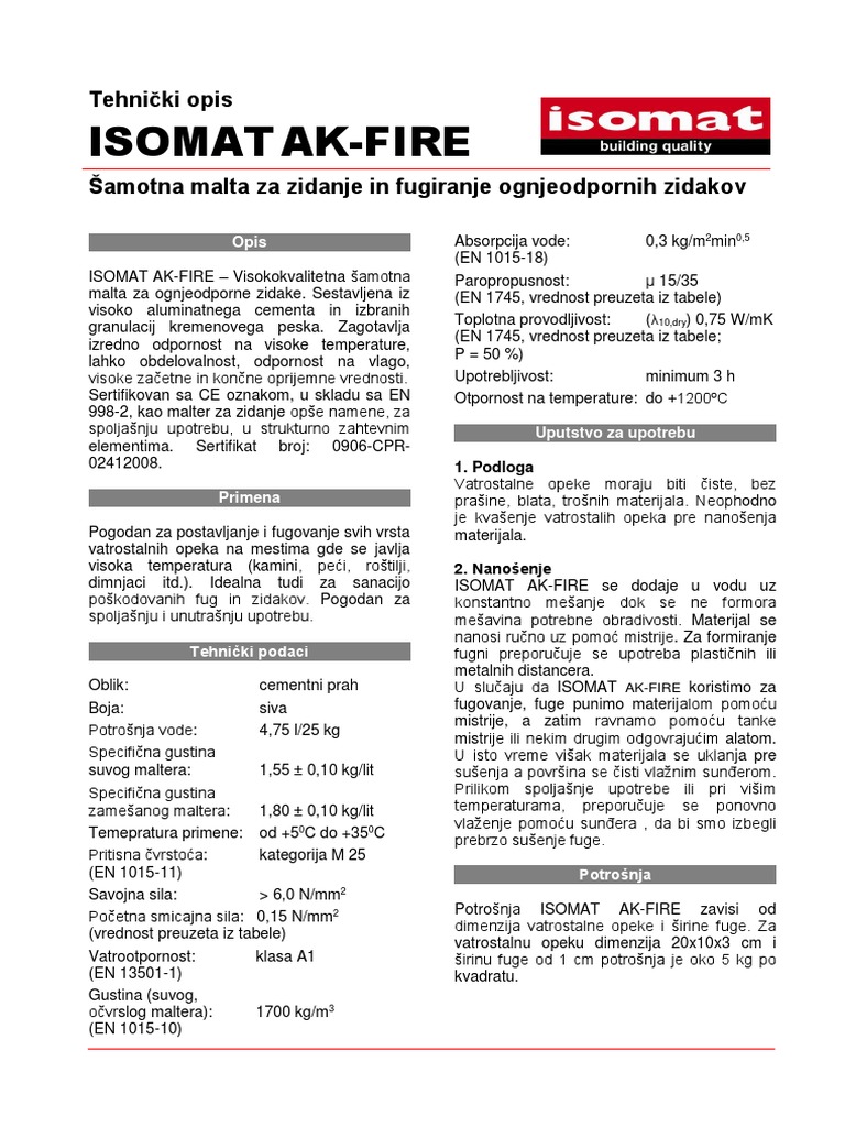 S ISOMAT AK FIRE | PDF