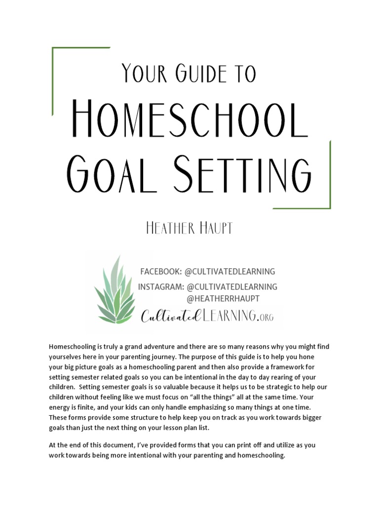 Guide To Homeschool Goal Setting | PDF | Prayer | Homeschooling