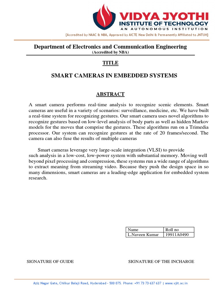 Embedded Smart Camera Tech | PDF