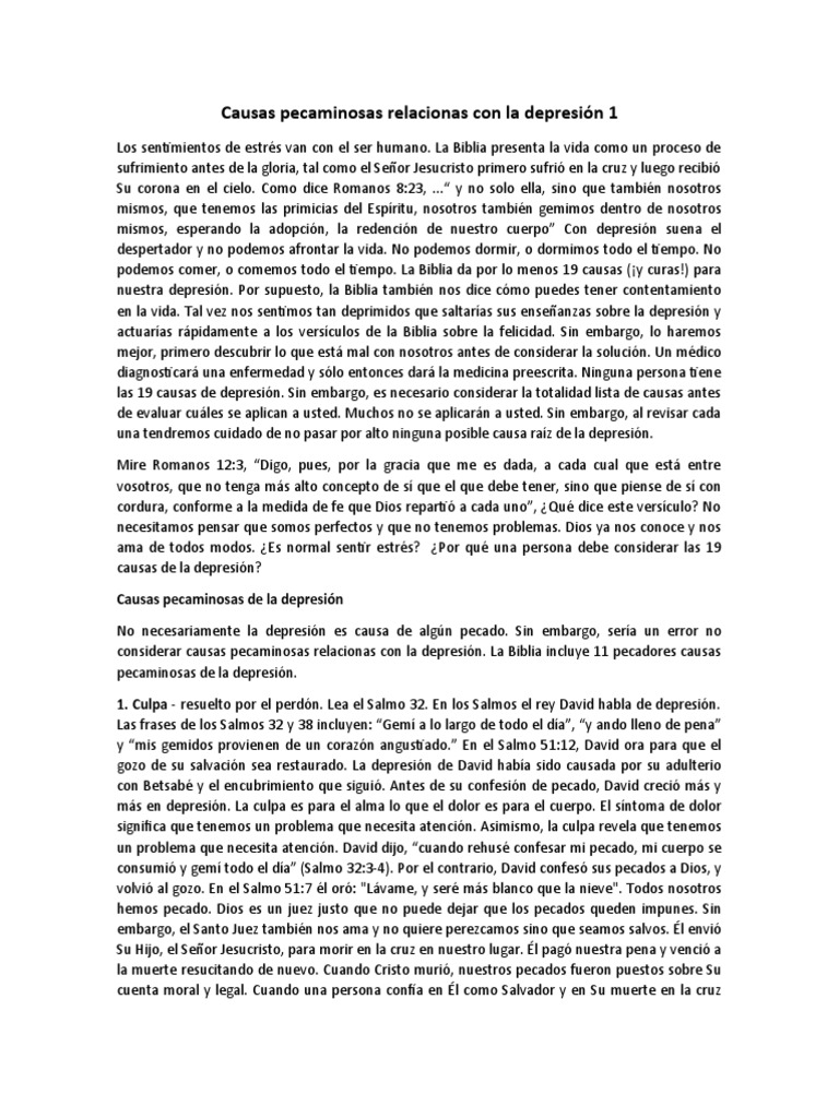 Causas Pecaminosas de La Depresión | PDF | Pecado | David